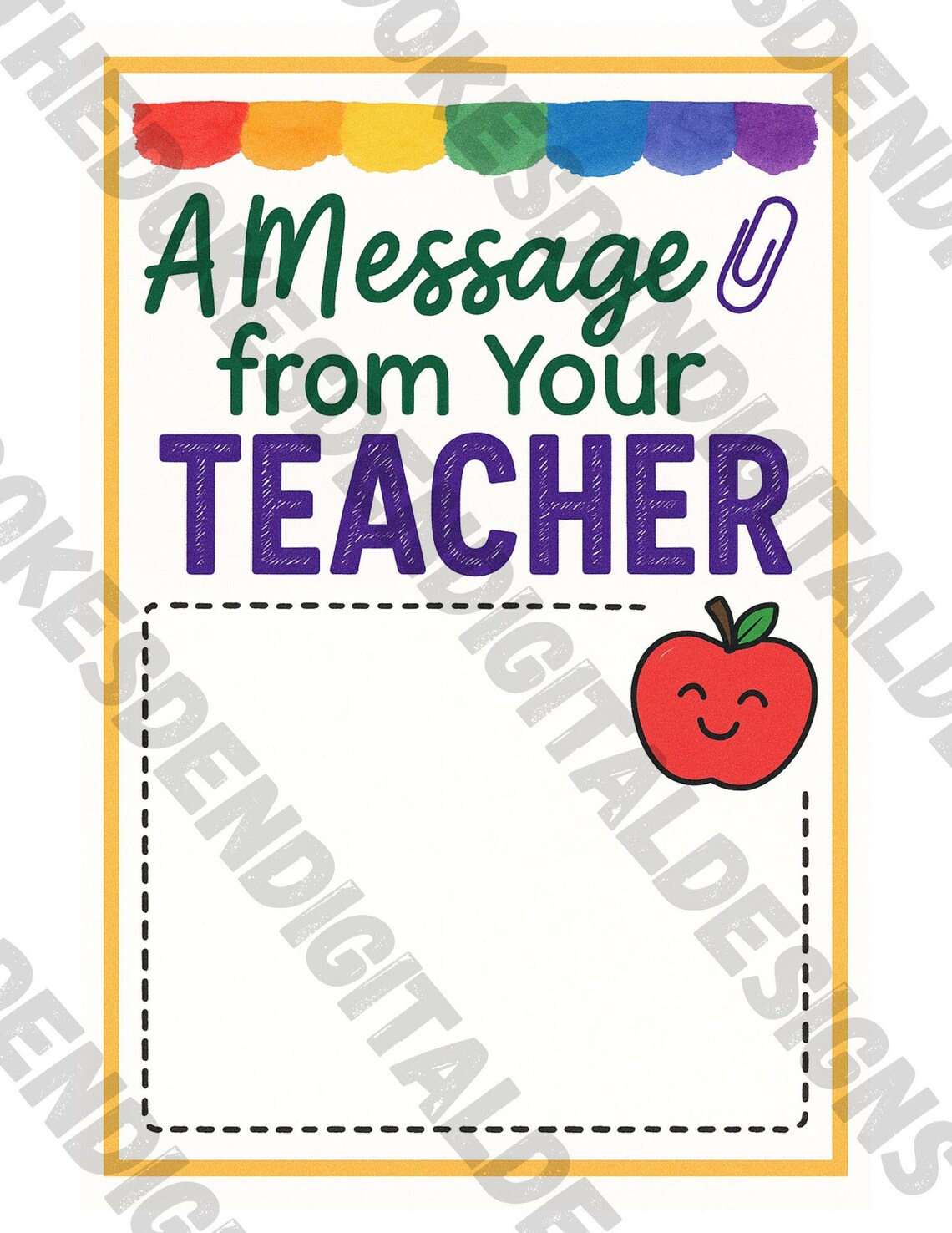 Printable Teacher Note Template – A Message From Your Teacher - Etsy
