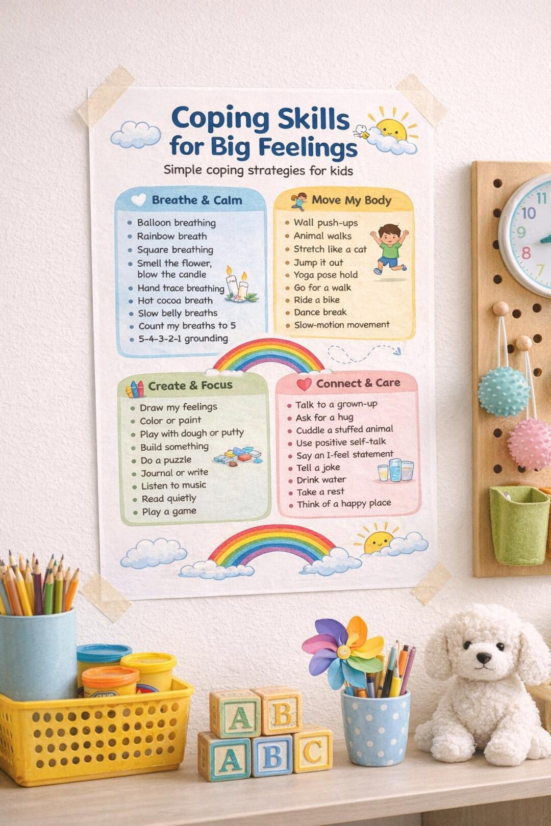 Coping Skills for Big Feelings – Kids Calm Down Poster - Etsy