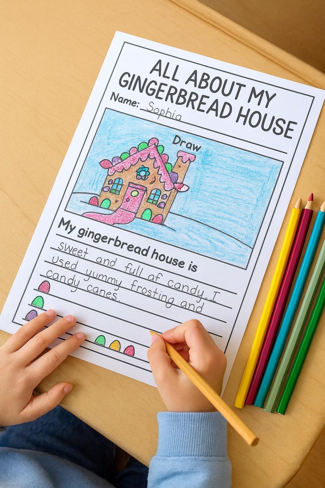 All About My Gingerbread House Writing Activity | Christmas Draw ...
