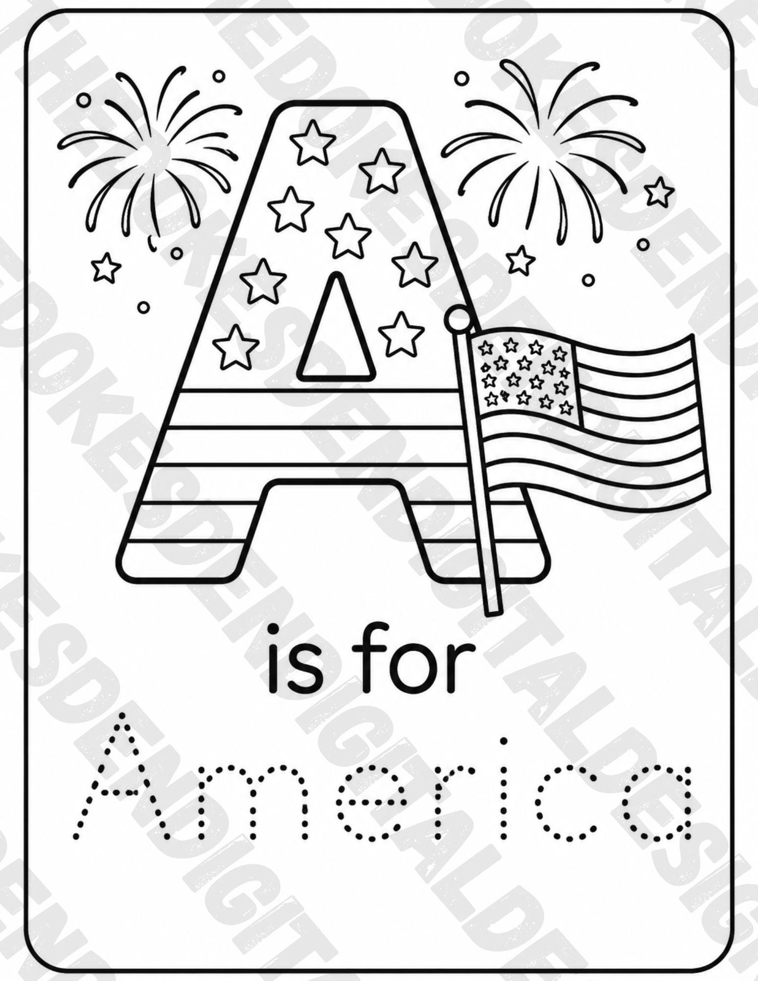Patriotic Alphabet Coloring Pages | Fourth of July ABC Tracing ...