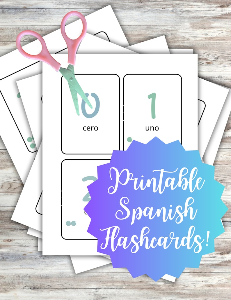 Spanish Number Flashcards: Printable Language Learning (digital ...