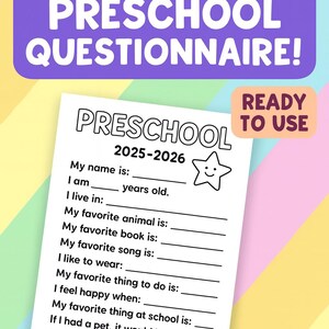 First Week of Preschool Get-to-know-me Worksheet | Preschool All About ...