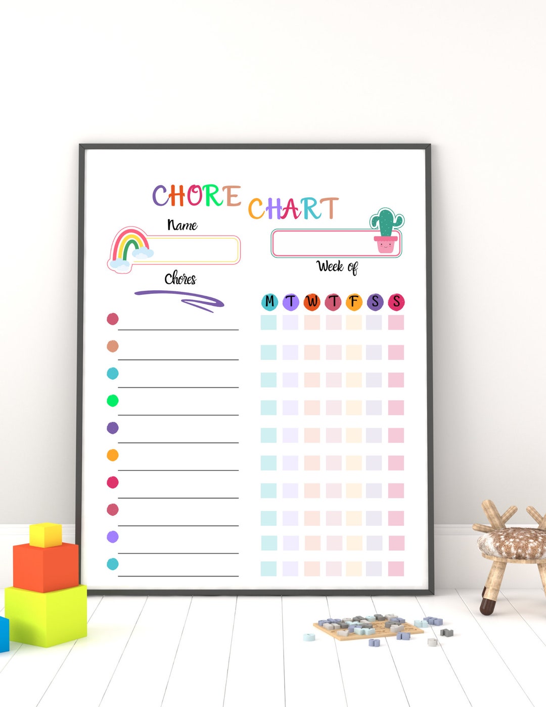 Chore Chart. Printable Chore Chart. Children's Responsibilities Chart ...