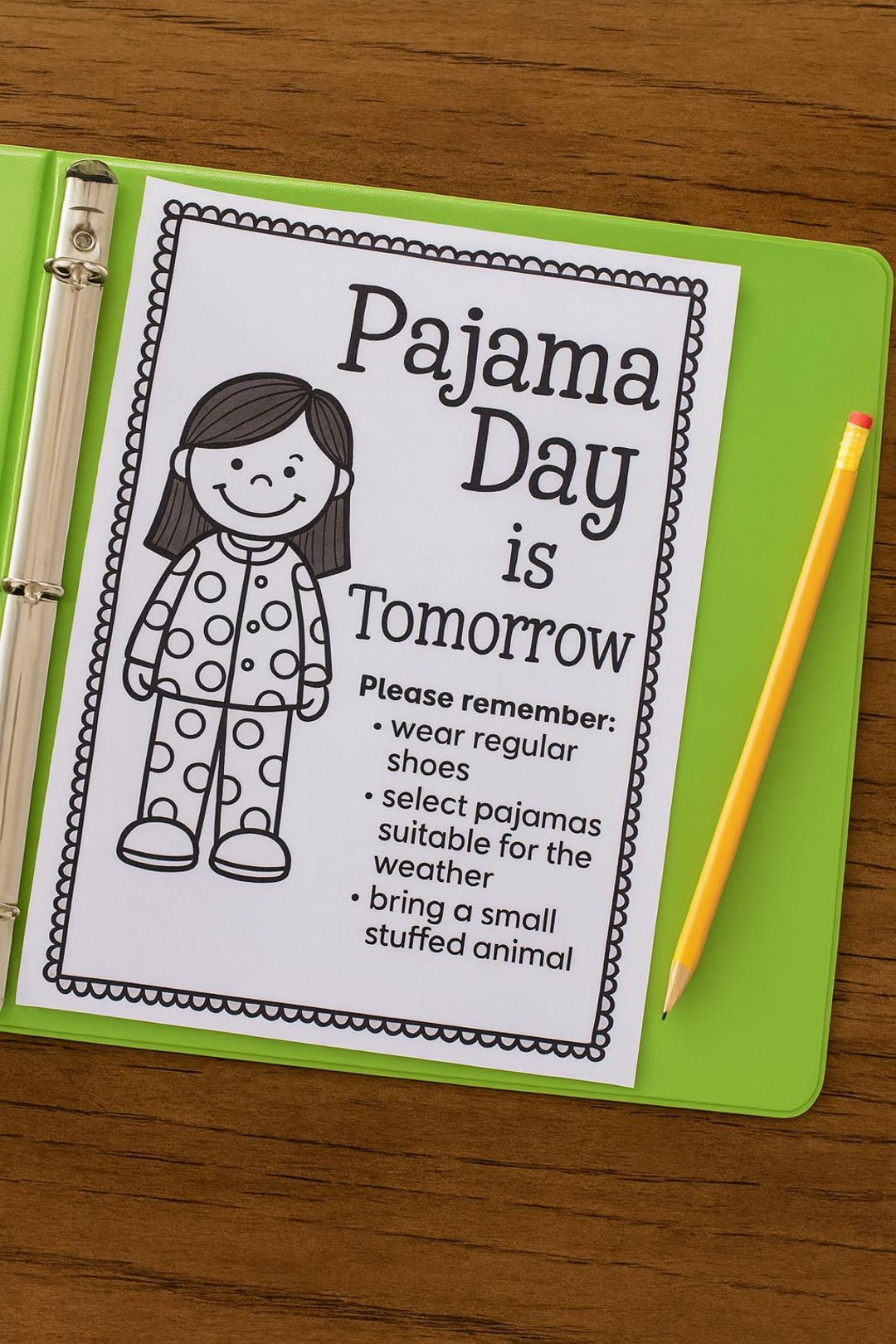 Pajama Day Reminder Letter for Parents - Etsy