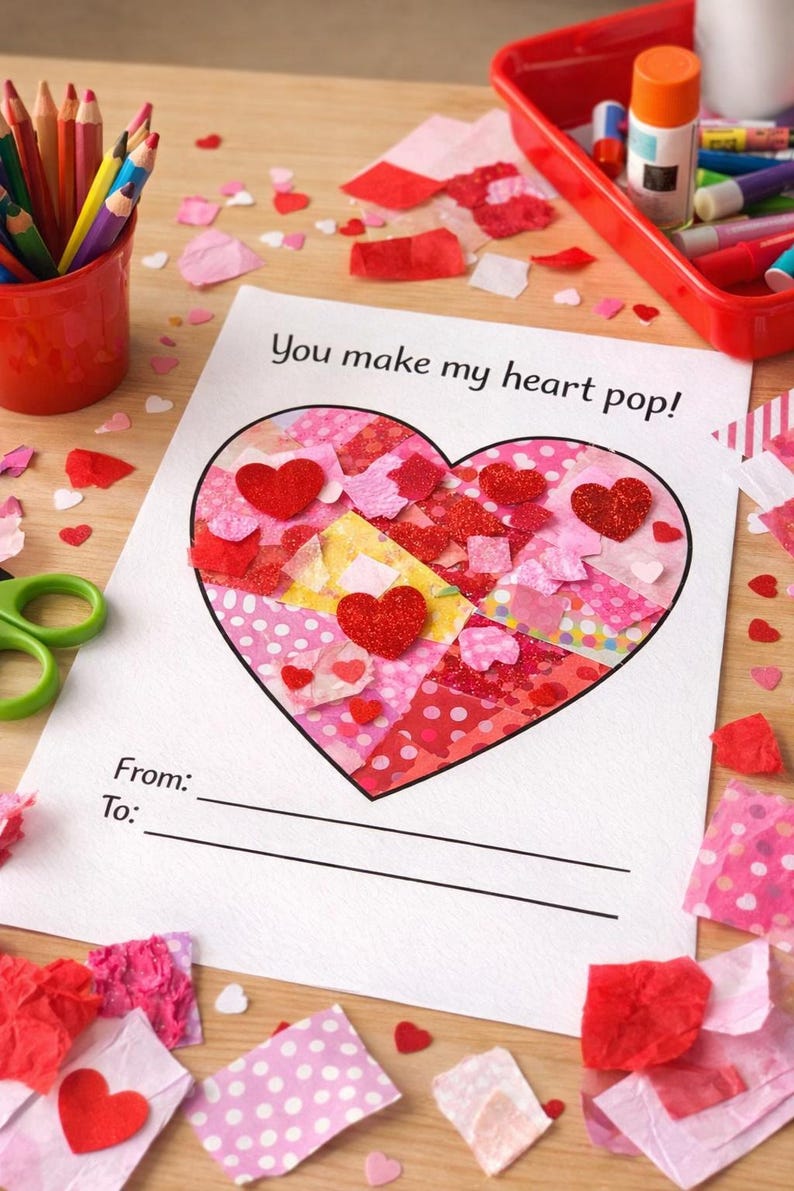 You Make My Heart Pop! Valentine Scrap Paper Heart Craft | No Prep ...