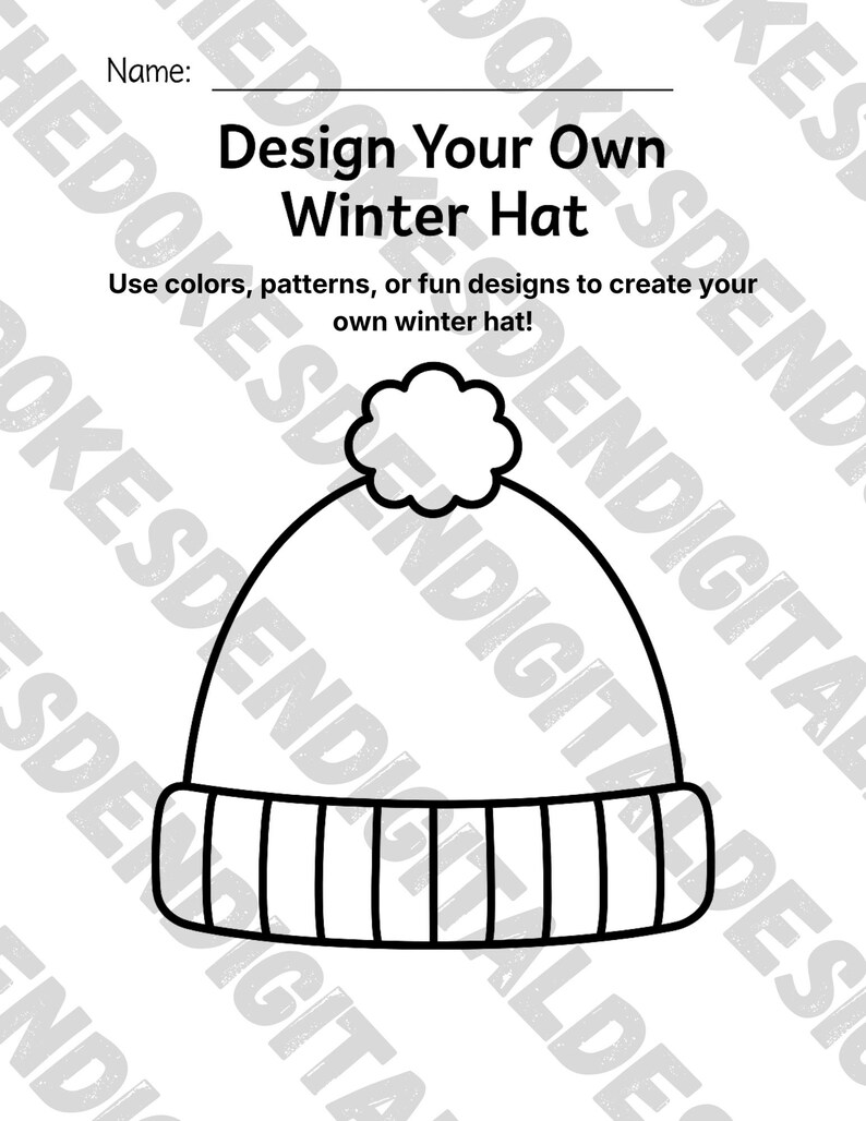 Design Your Own Winter Hat | Kids Printable Craft Worksheet (PDF) - Etsy