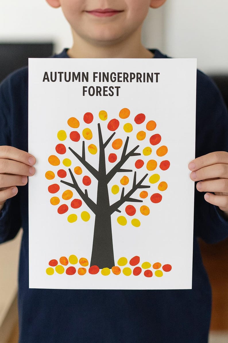 Autumn Fingerprint Forest Craft Printable – Fun Fall Art for Kids - Etsy