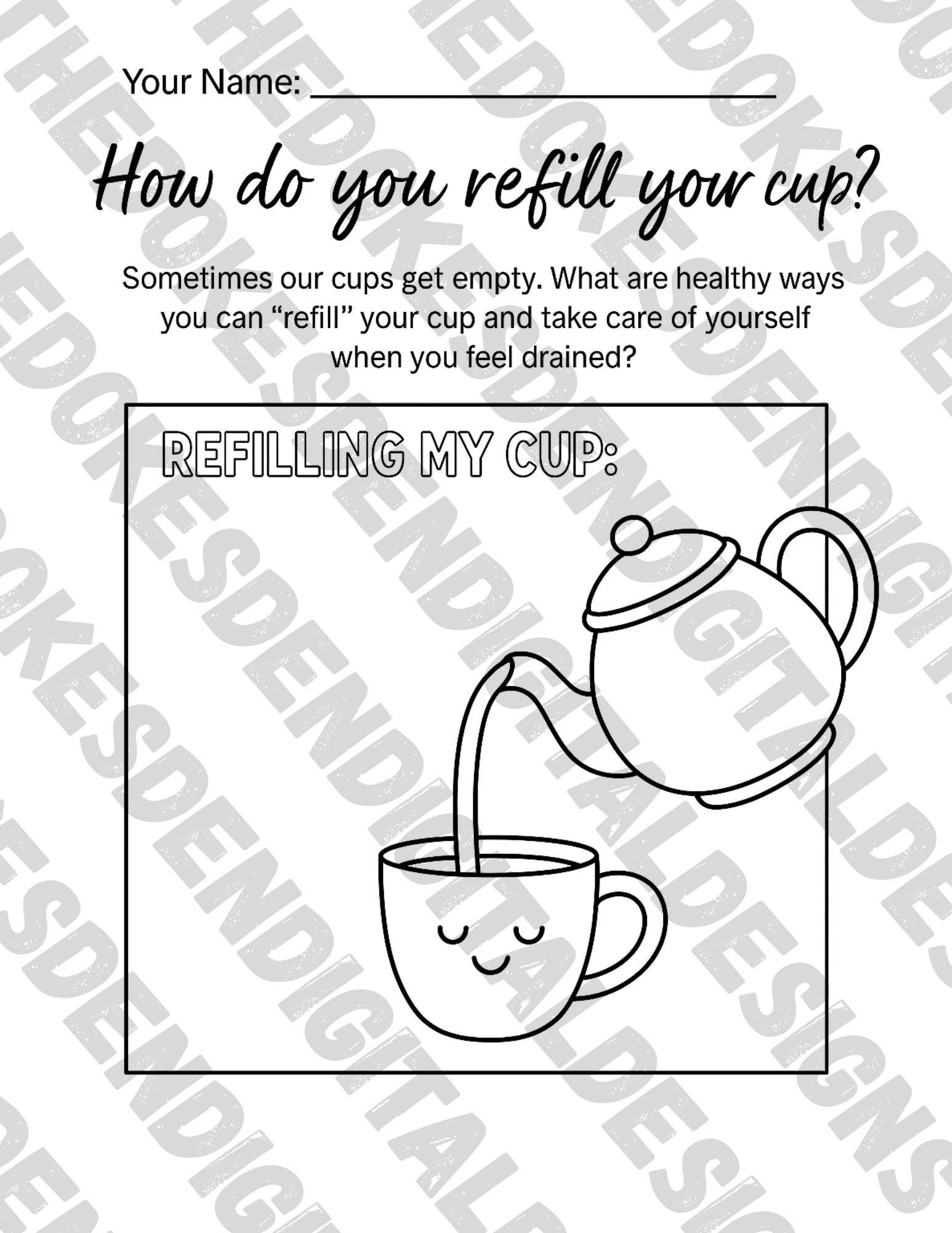 SEL Worksheet: Self-care Activity for Kids - Refill Your Cup (PDF ...