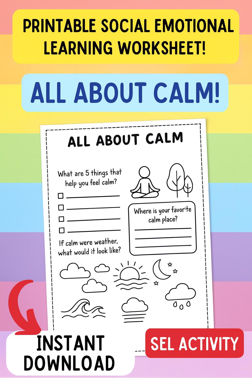 All About Calm – Printable SEL Worksheet for Kids - Etsy