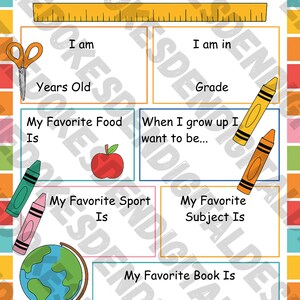 First Day Get to Know Me Printable | Fun First Day of School ...