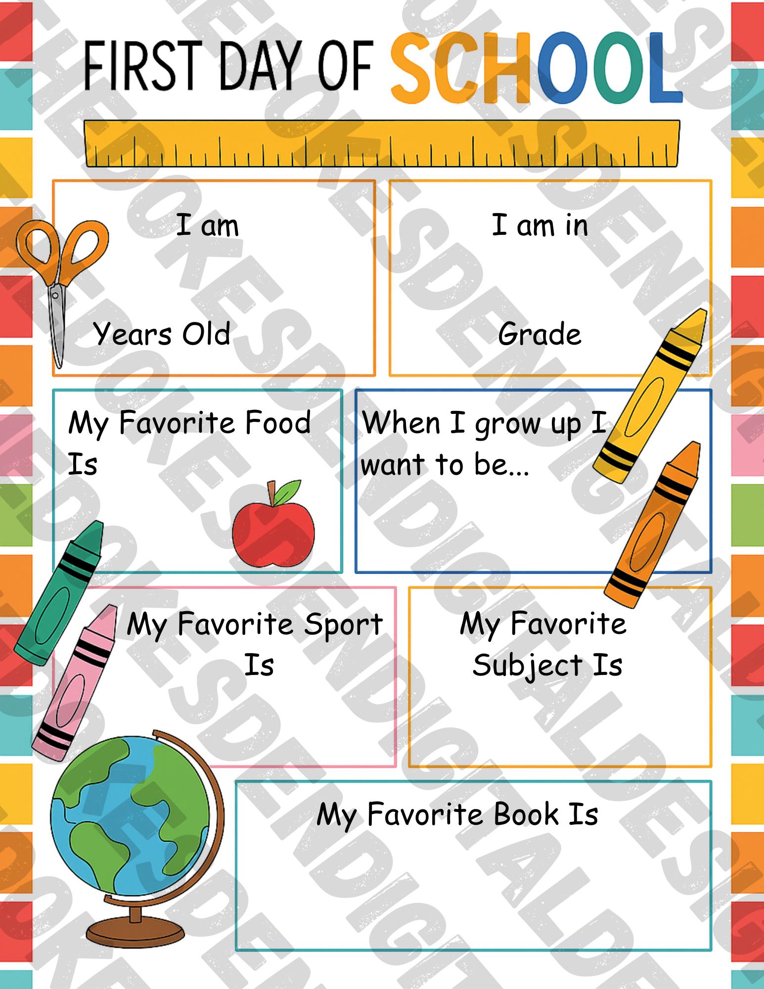First Day Get to Know Me Printable | Fun First Day of School ...