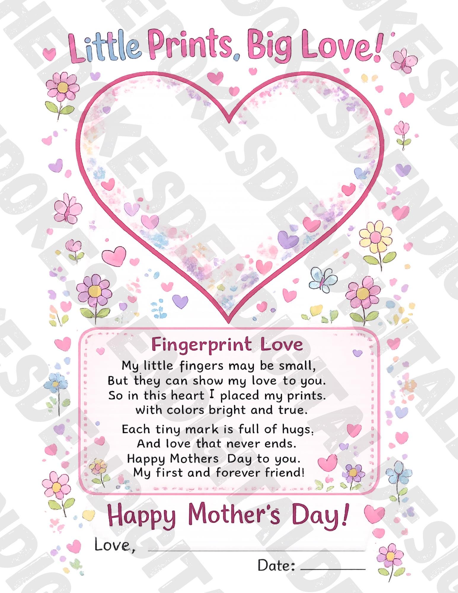 Mother's Day Fingerprint Craft | Little Prints Big Love Keepsake ...