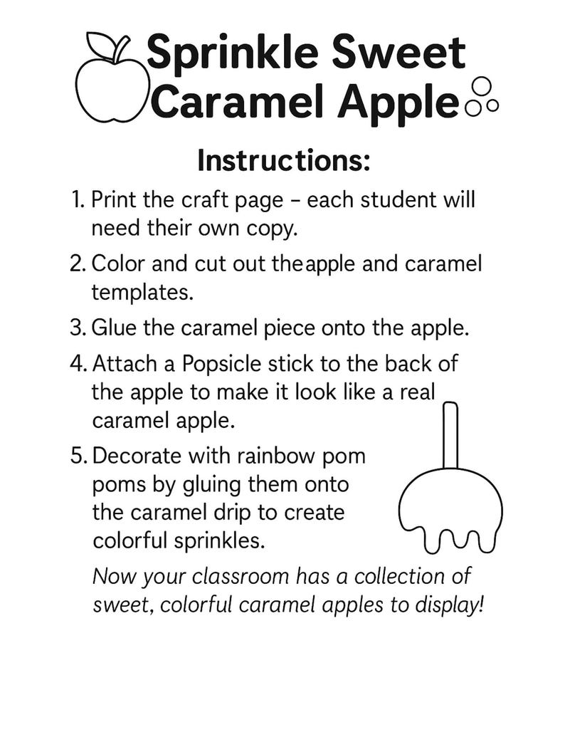 Fall Caramel Apple Craft With Sprinkles – Low Prep Printable for ...