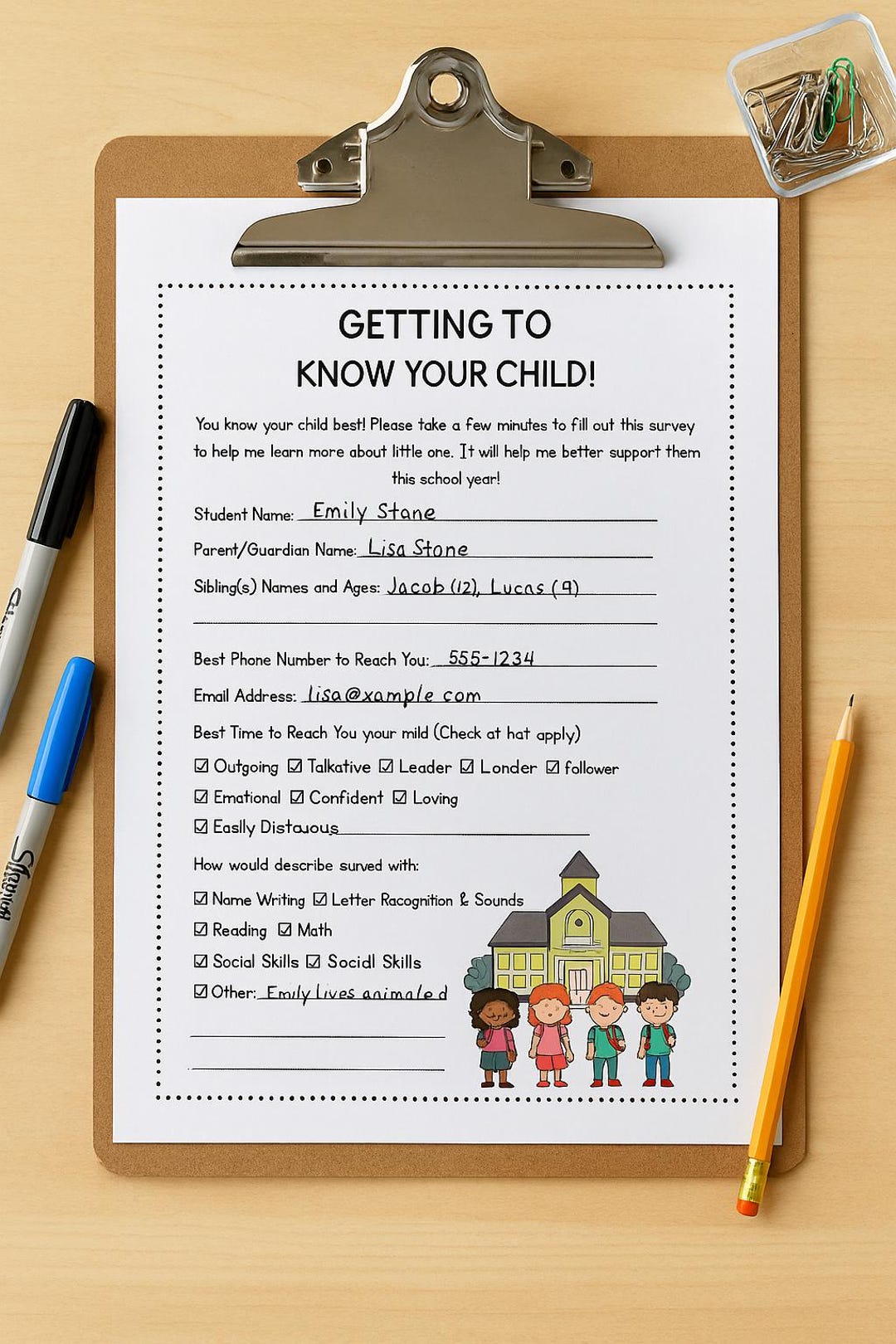 Back to School Family Survey Printable | Getting to Know Your Student ...