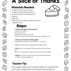 Printable “A Slice of Thanks” Thanksgiving Craft for Kids - Etsy
