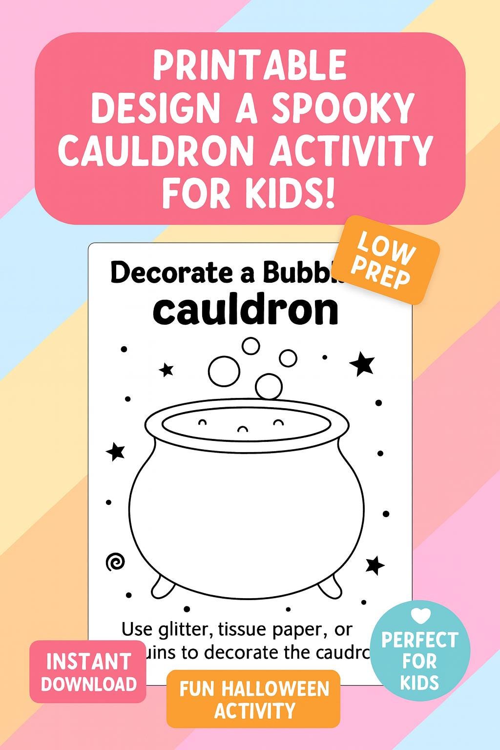 Printable Decorate a Spooky Cauldron Craft for Kids - Etsy