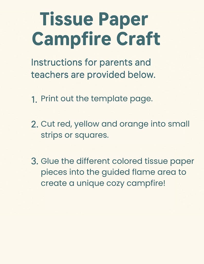Printable Campfire Craft: Summer Tissue Paper Art Activity (PDF & PNG ...