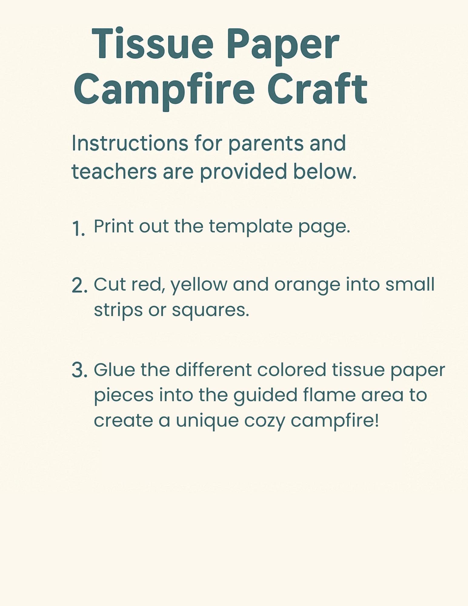 Printable Campfire Craft: Summer Tissue Paper Art Activity (PDF & PNG ...