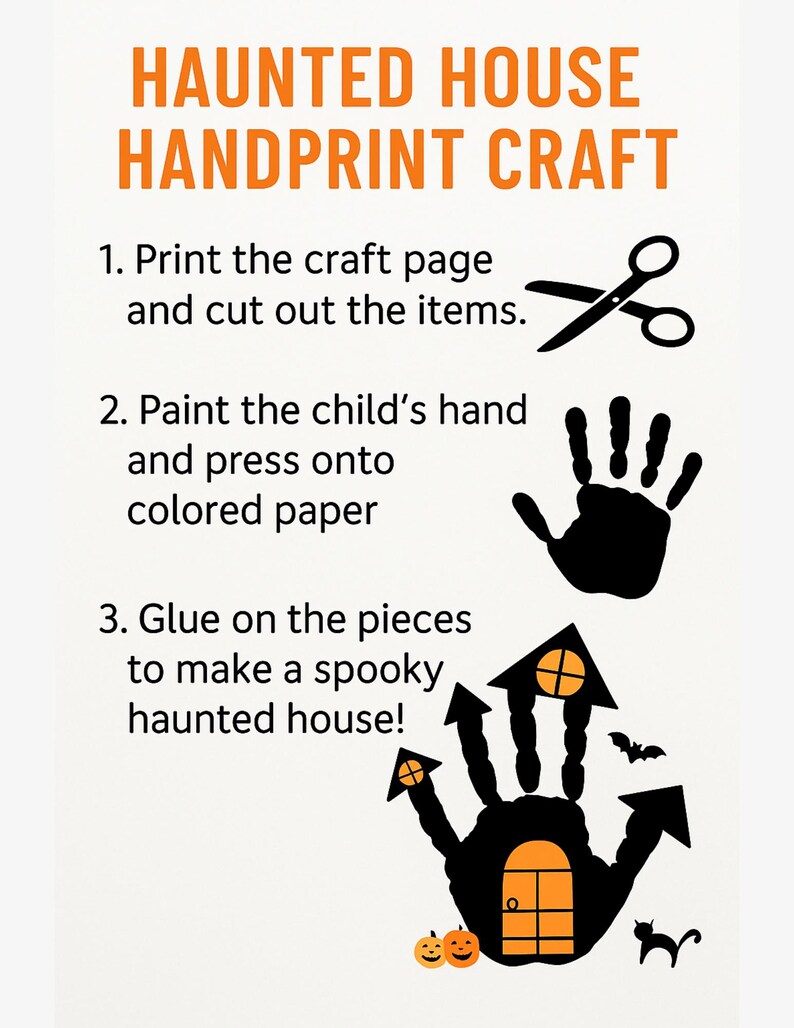 Build-a-haunted-house Handprint Craft! | Spooky Handprint Haunted House ...