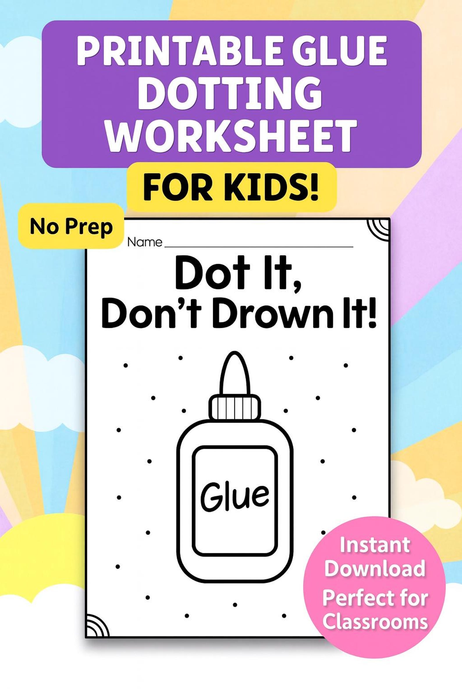 Glue Dotting Practice Sheet: Fine Motor Skills Worksheet (PDF Download ...
