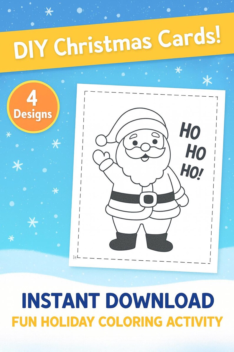 Kids Christmas Cards to Color | Printable DIY Holiday Craft | Classroom ...