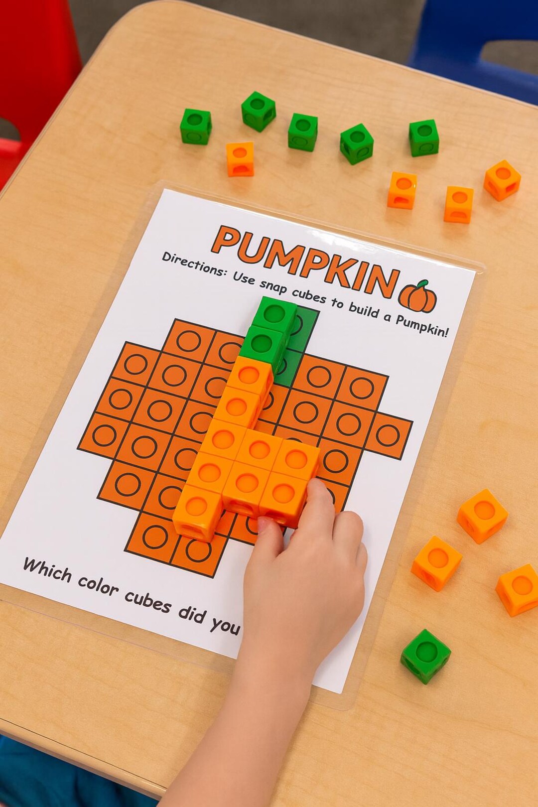 Fall Snap Cube Pattern Worksheets | Fine Motor Math Center Activities ...