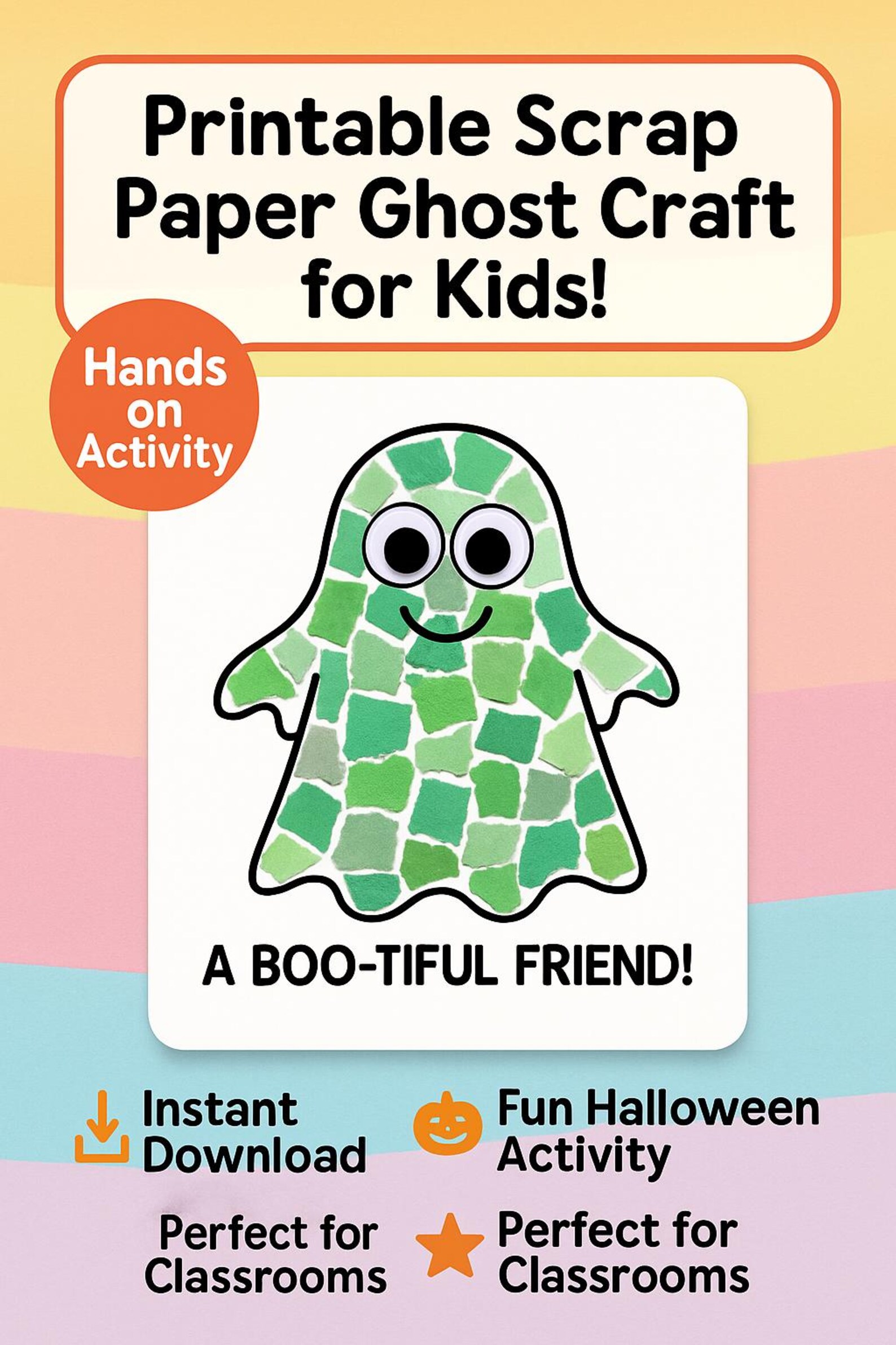 Printable Scrap Paper Ghost Craft for Kids | Halloween Classroom ...