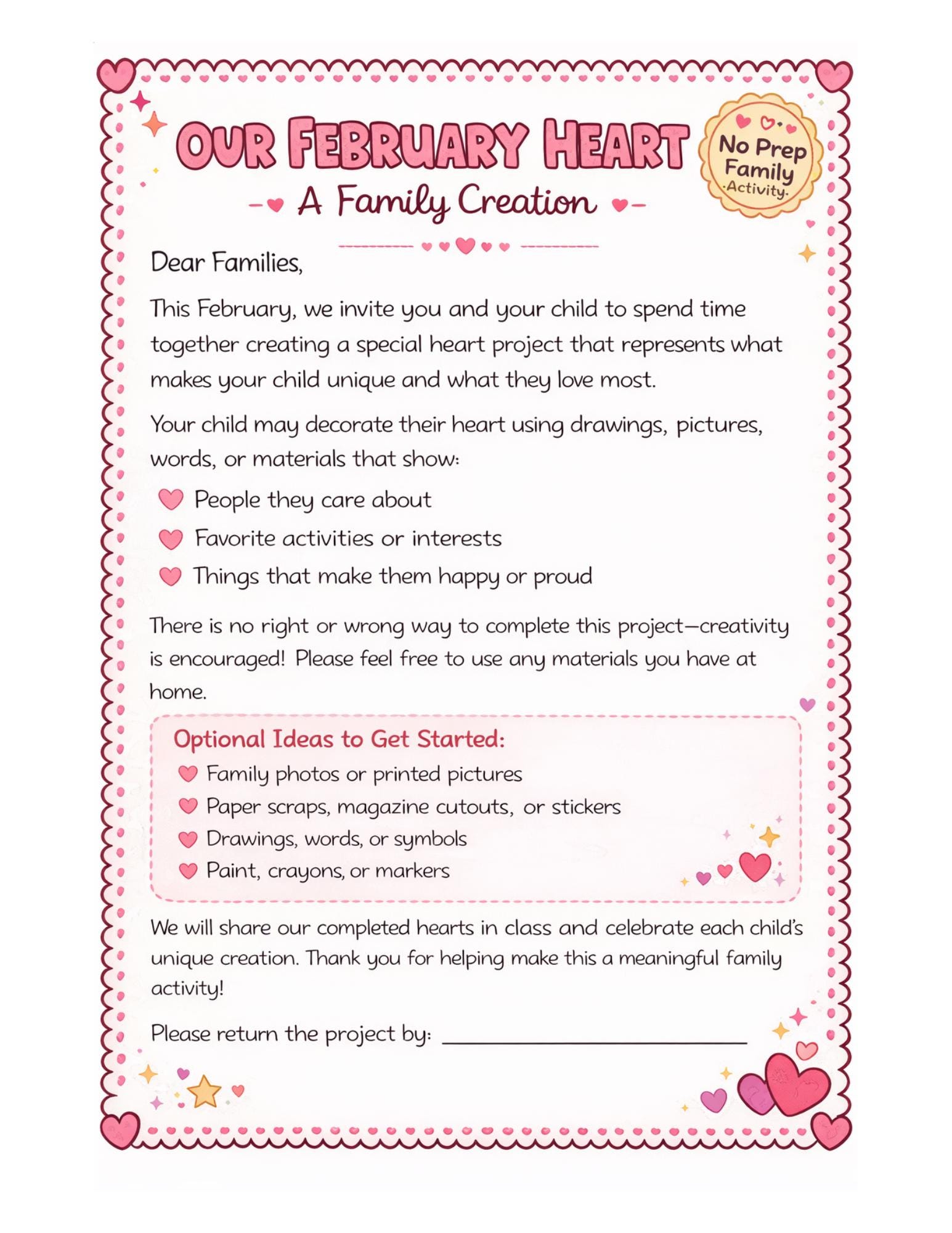Our February Heart – Family Craft Activity - Etsy