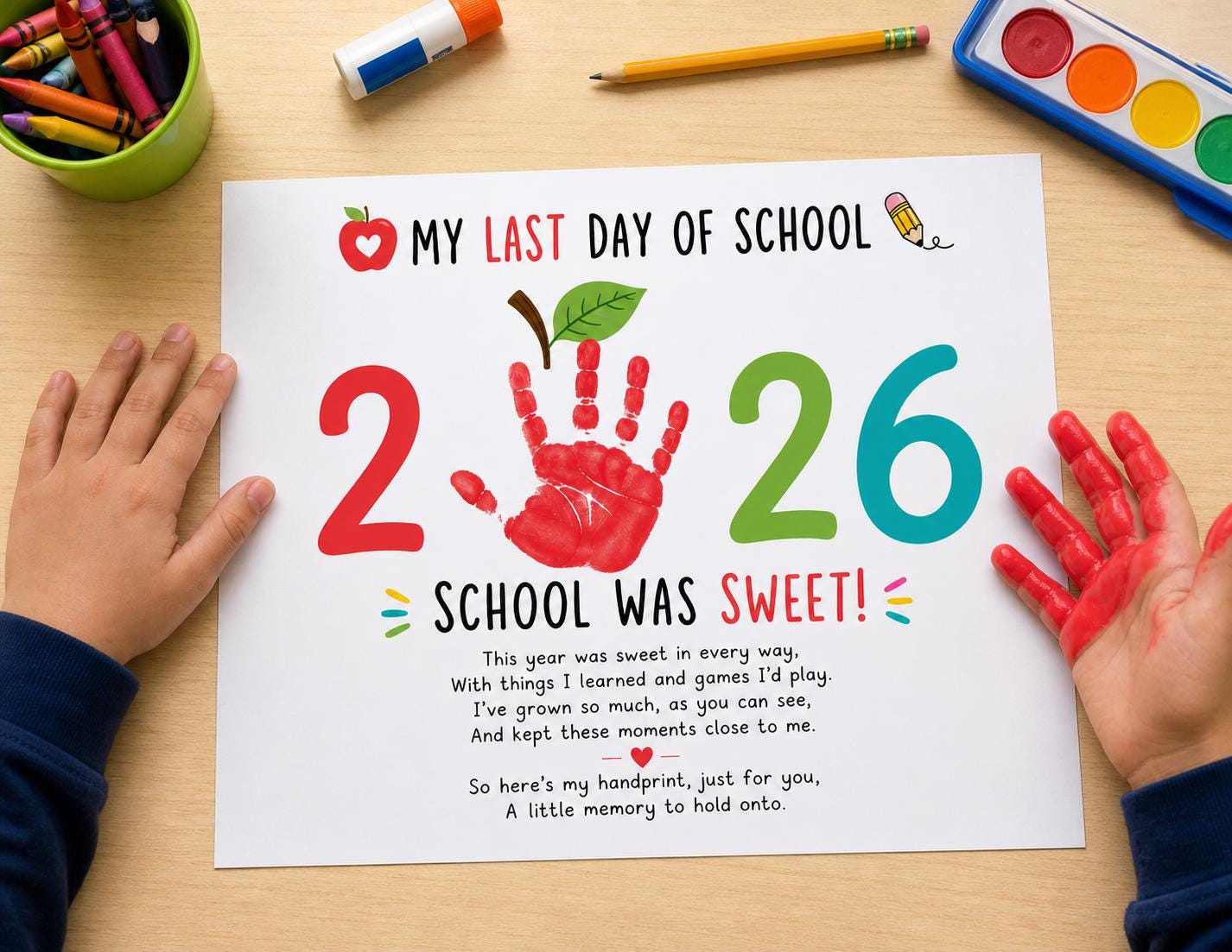 Last Day of School Handprint Craft | End of Year Keepsake Activity ...