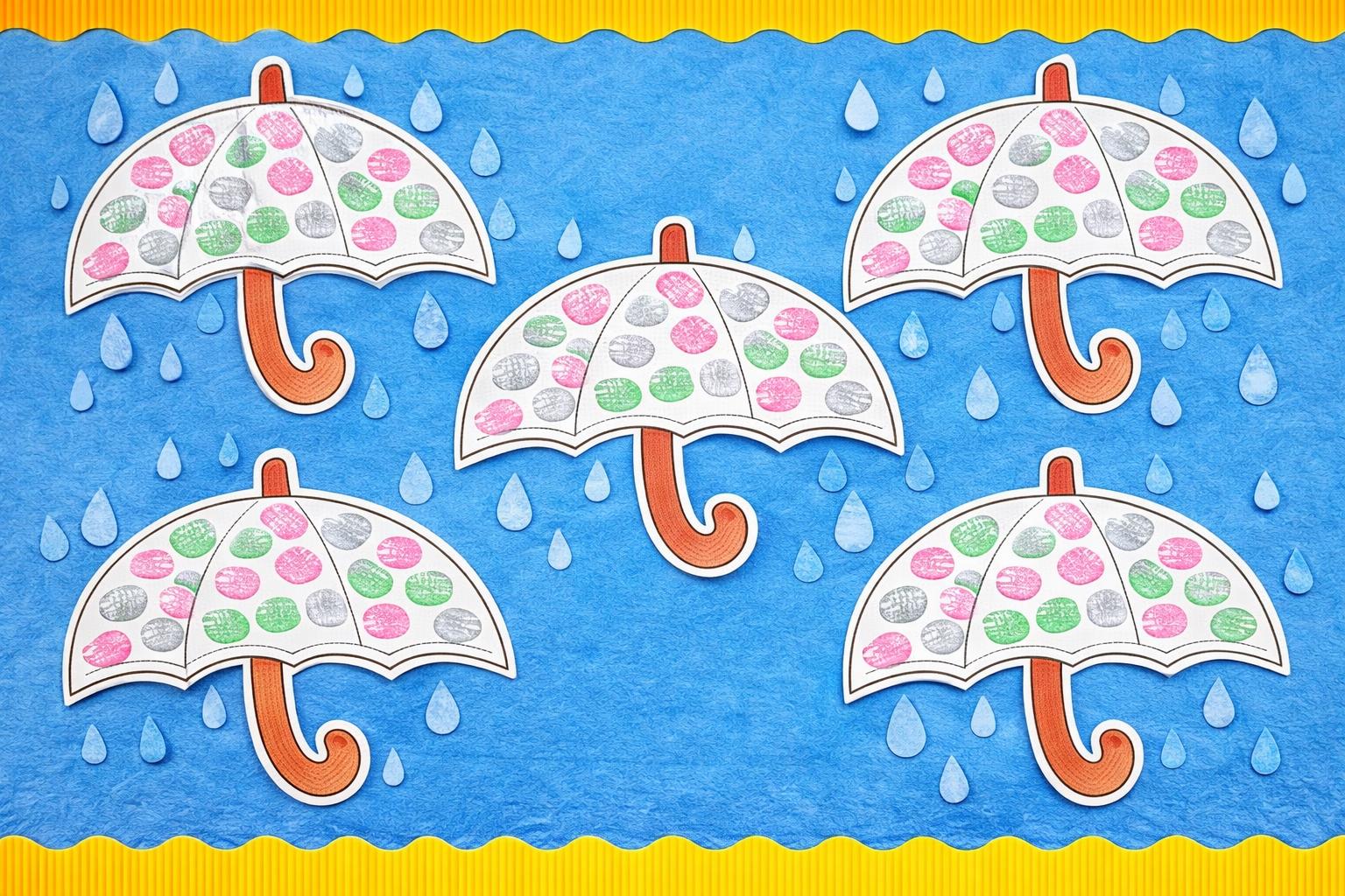 Spring Showers Fingerprint Umbrella Craft | Rainy Day Preschool Art ...