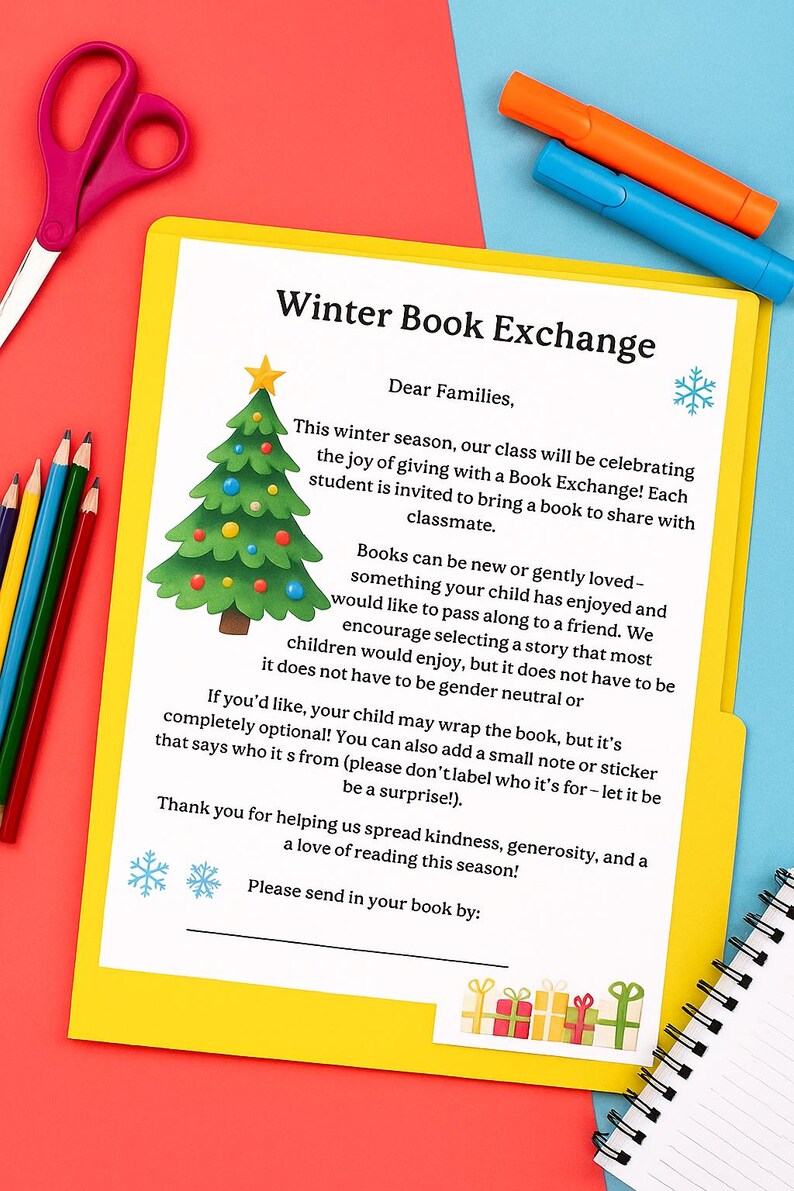 Winter Book Exchange Letter for Families | Classroom Holiday Reading ...