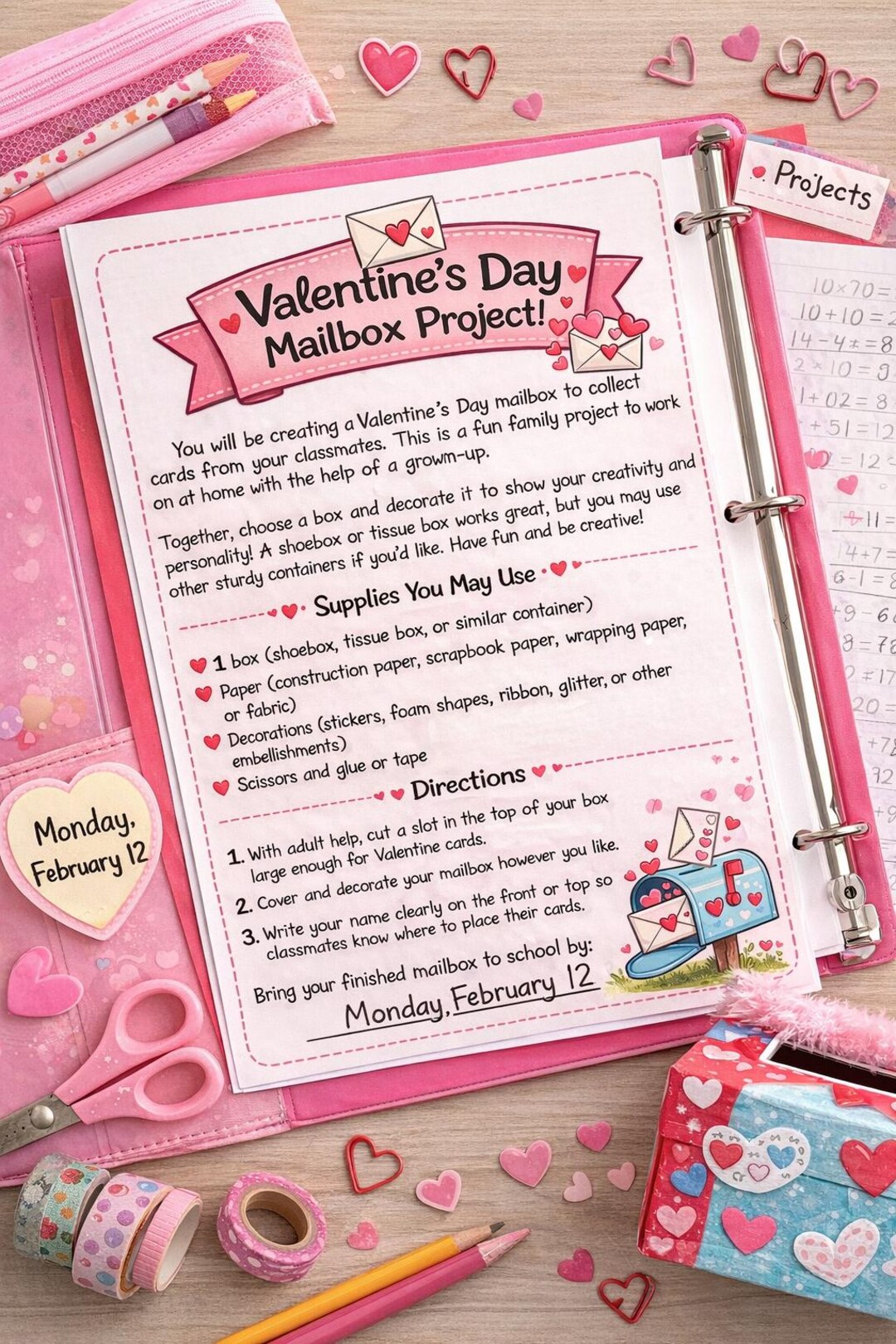 Valentine’s Day Mailbox Project | No Prep Classroom Craft - Etsy
