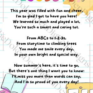 End of Year Teacher Goodbye Letter: Printable Poem (PDF) - Etsy