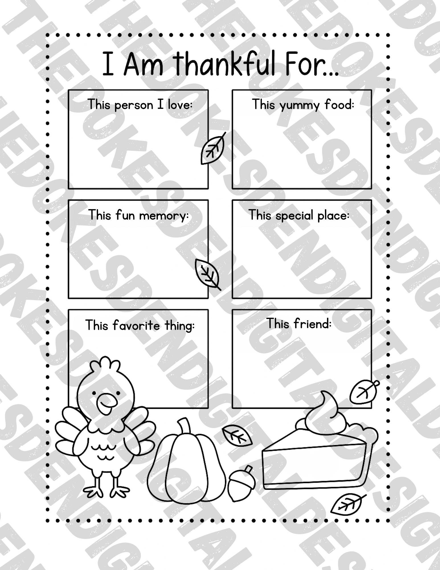 I Am Thankful For… Worksheet | No Prep Thanksgiving Activity for ...