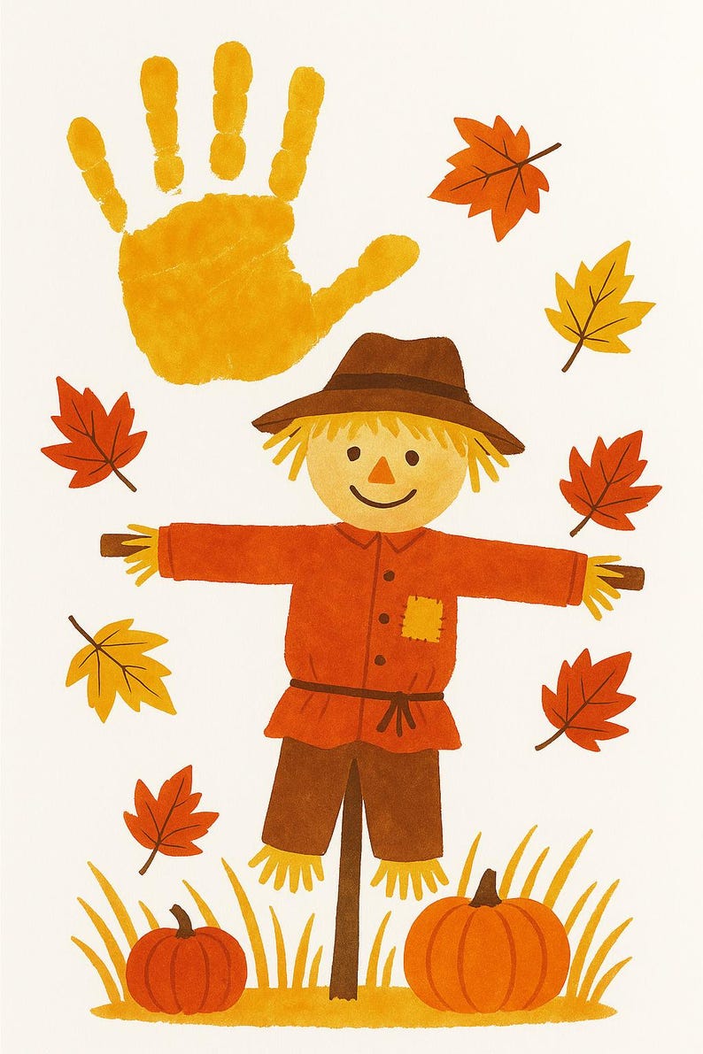 Scarecrow Handprint Craft – Fun Fall Printable Activity for Kids - Etsy