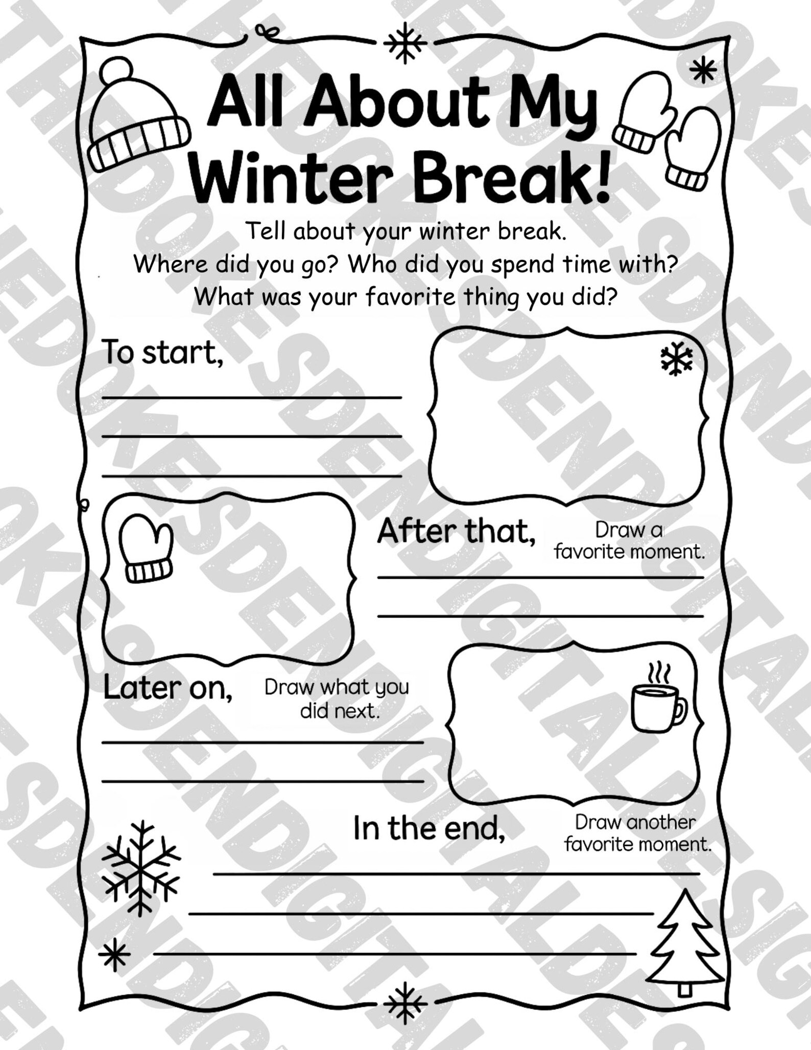 Winter Break Writing Worksheet — Draw & Write Activity for Kids - Etsy