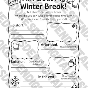 Winter Break Writing Worksheet — Draw & Write Activity for Kids - Etsy