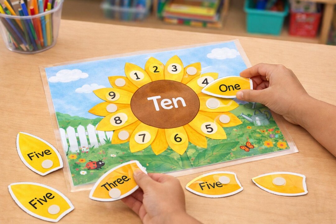Sunflower Number Match Activity | Spring Math Center Printable ...