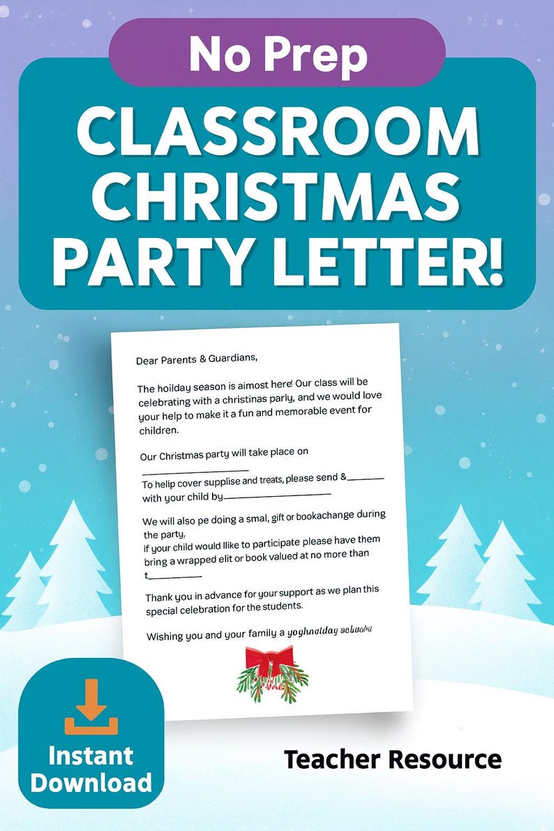 Christmas Classroom Party Parent Letter - Etsy