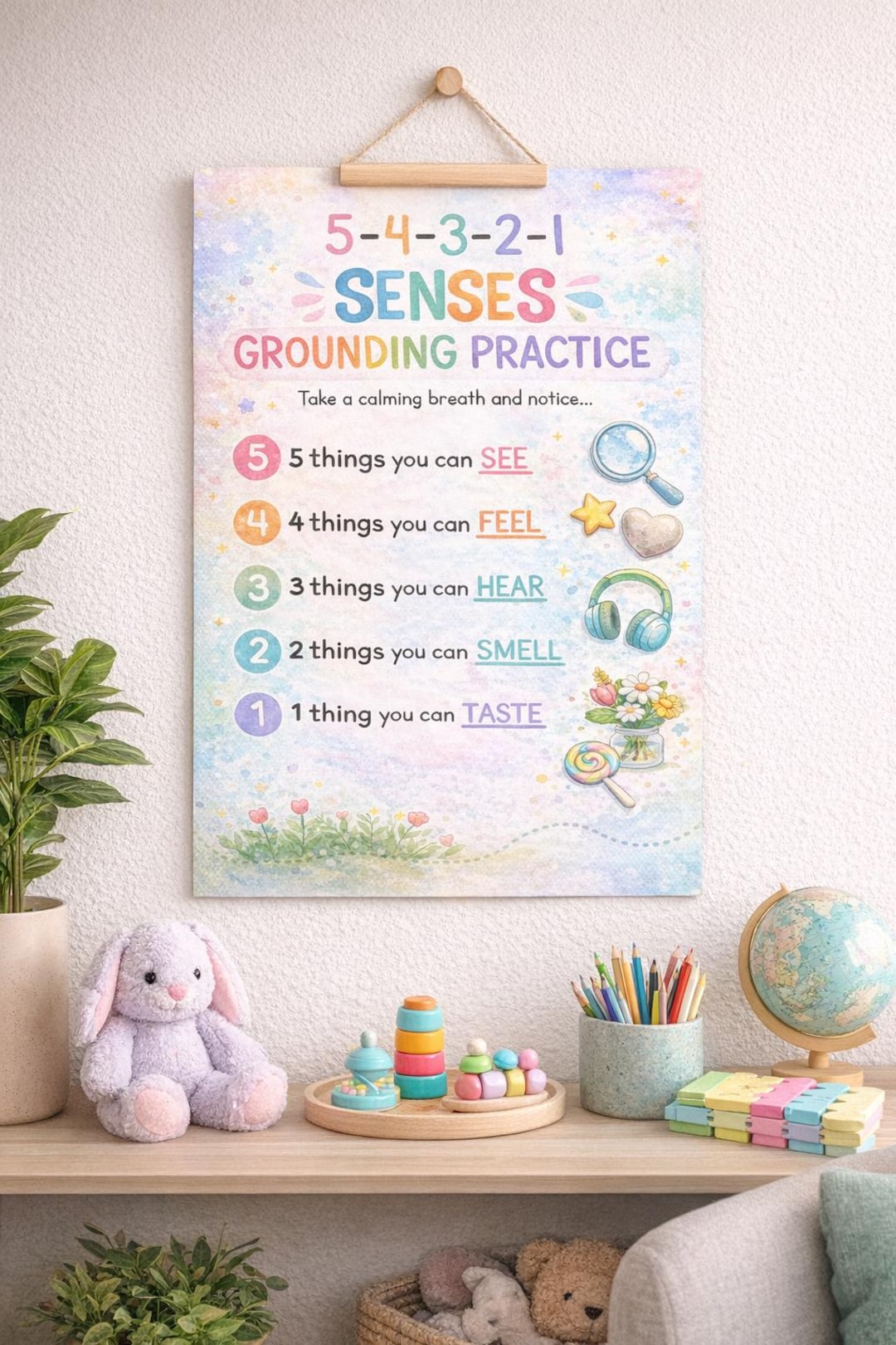 5-4-3-2-1 Senses Grounding Mini Poster | Calm Down Tool for Kids, Therapy & Classroom SEL - Etsy
