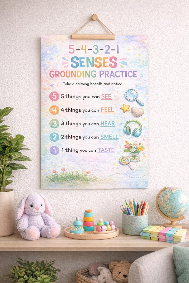 5-4-3-2-1 Senses Grounding Mini Poster | Calm Down Tool for Kids ...