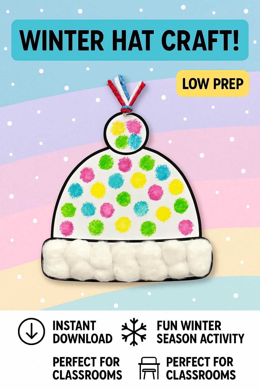 Winter Hat Craft for Kids | Printable Art Activity (PDF Pattern) - Etsy