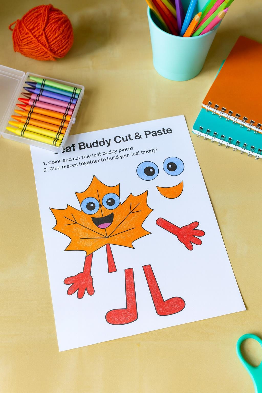 Leaf Friend Craft for Kids – Printable Fall Cut & Paste Project - Etsy