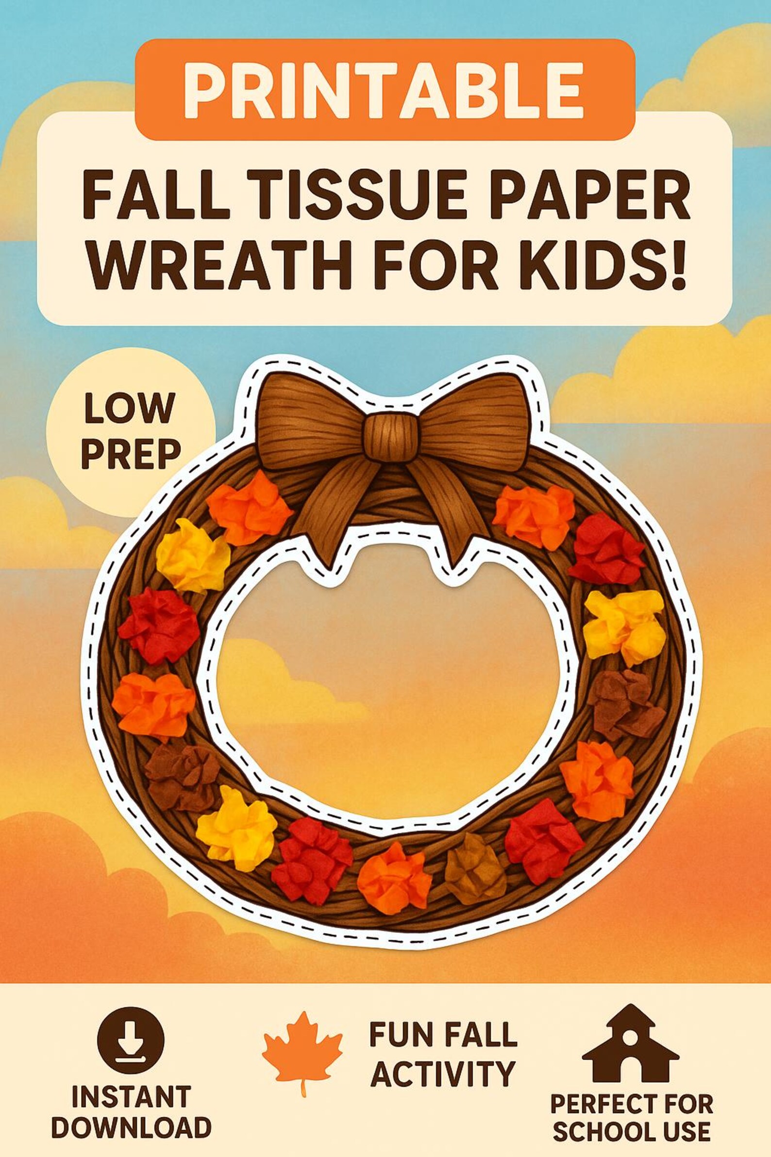 Autumn Wreath Activity – Tissue Paper Craft for Preschool ...