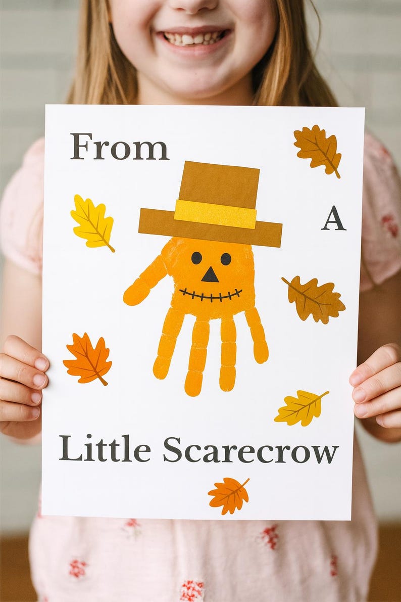 Handprint Scarecrow Craft: Fall Activity for Kids (PDF Download) - Etsy
