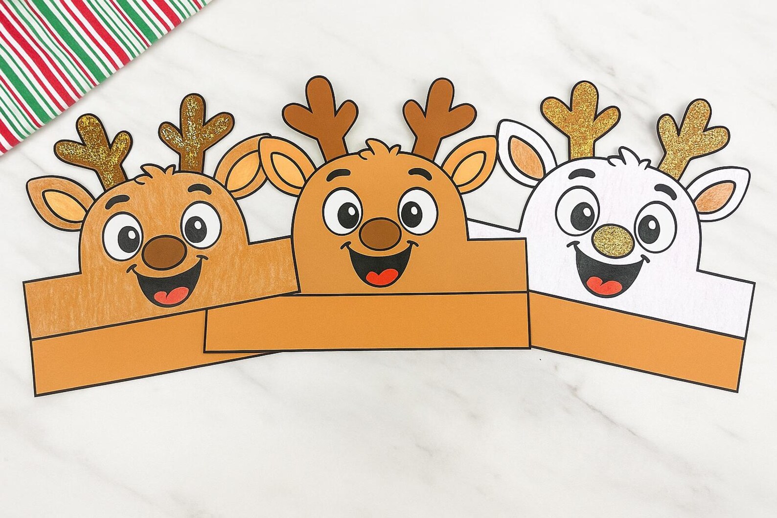 Reindeer Paper Crown Craft | Christmas Headband (PDF Pattern) - Etsy
