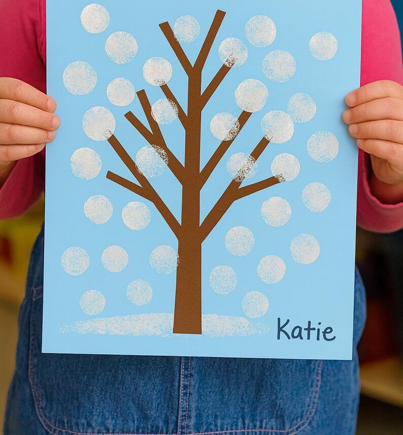 Winter Sponge-paint Tree Craft for Kids - Etsy