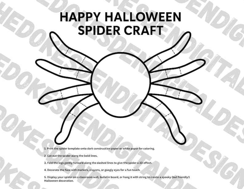 Halloween Spider Craft Printable | Easy Kids’ Classroom Project - Etsy