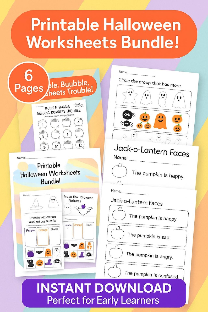 Halloween Worksheets Bundle | Printable Math, Tracing, Sorting ...