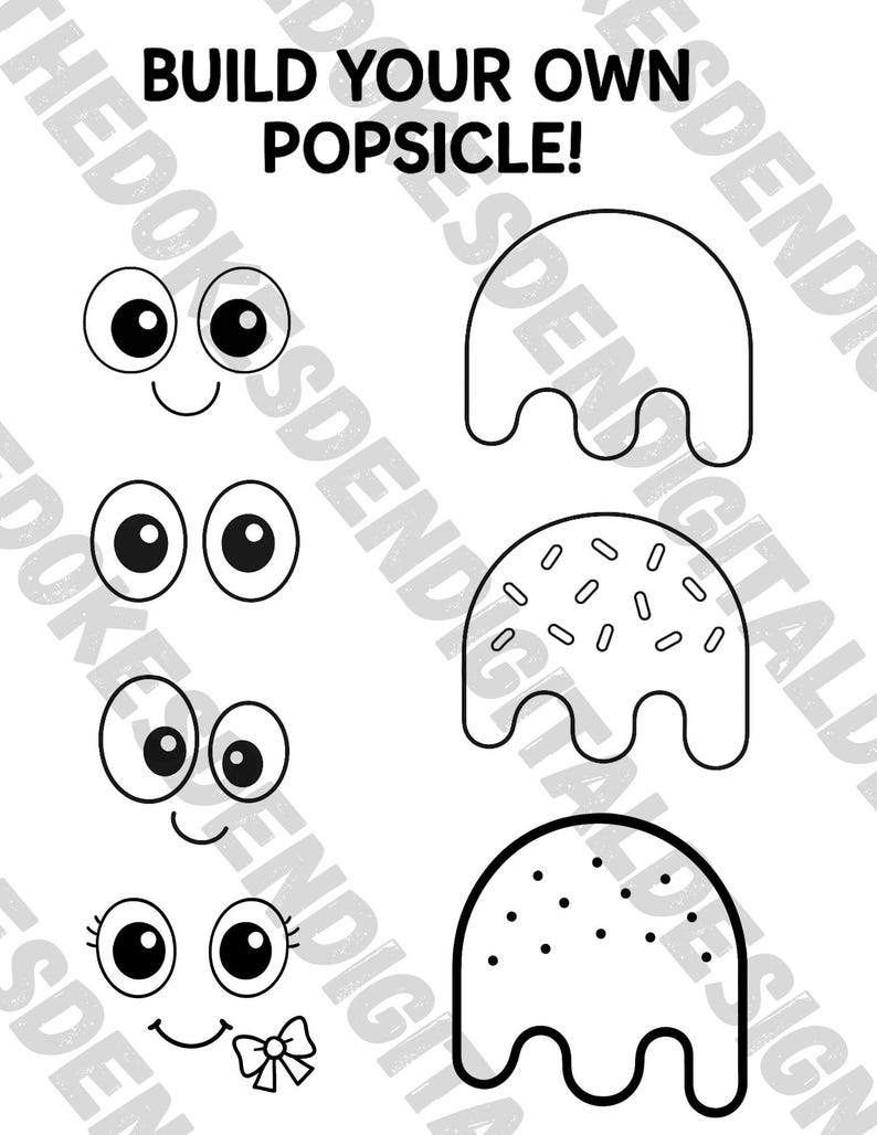 Build-a-popsicle Craft Kit for Kids, Cut and Color Popsicle Builder ...